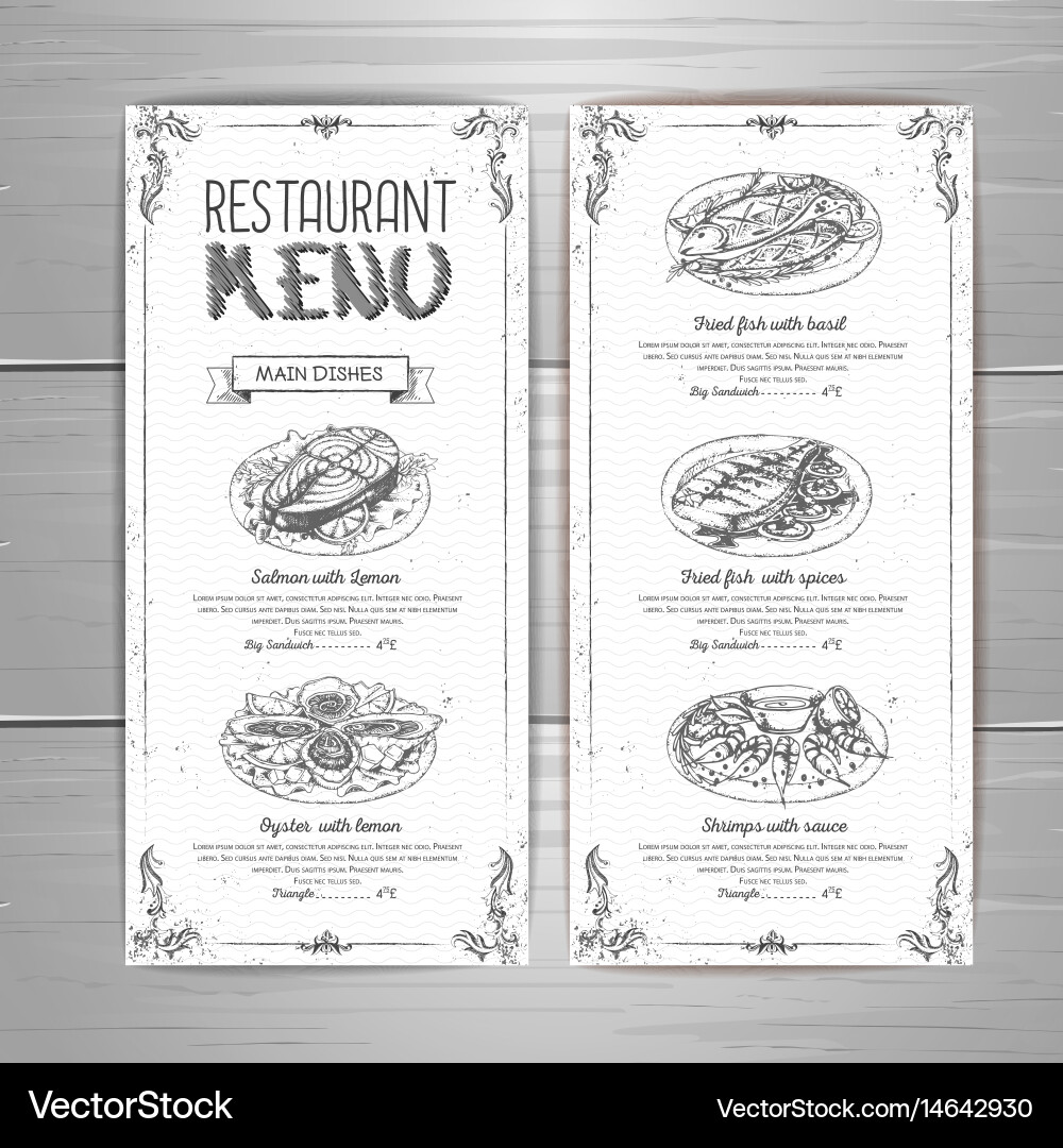 Hand drawing restaurant menu design Royalty Free Vector