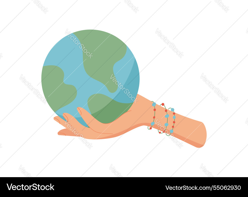 Hand holding globe flat Royalty Free Vector Image