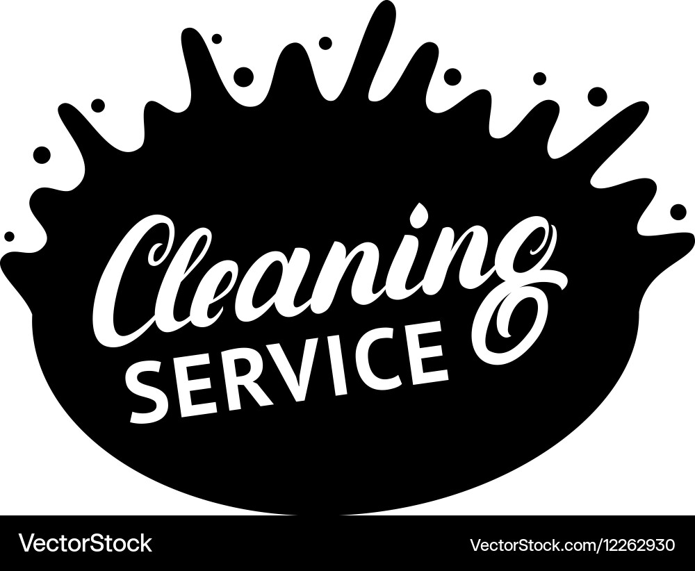 Hand written lettering cleaning service logo label