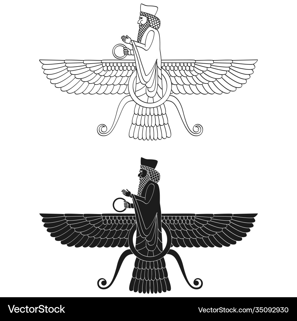 Icon with ancient egyptian symbol faravahar Vector Image