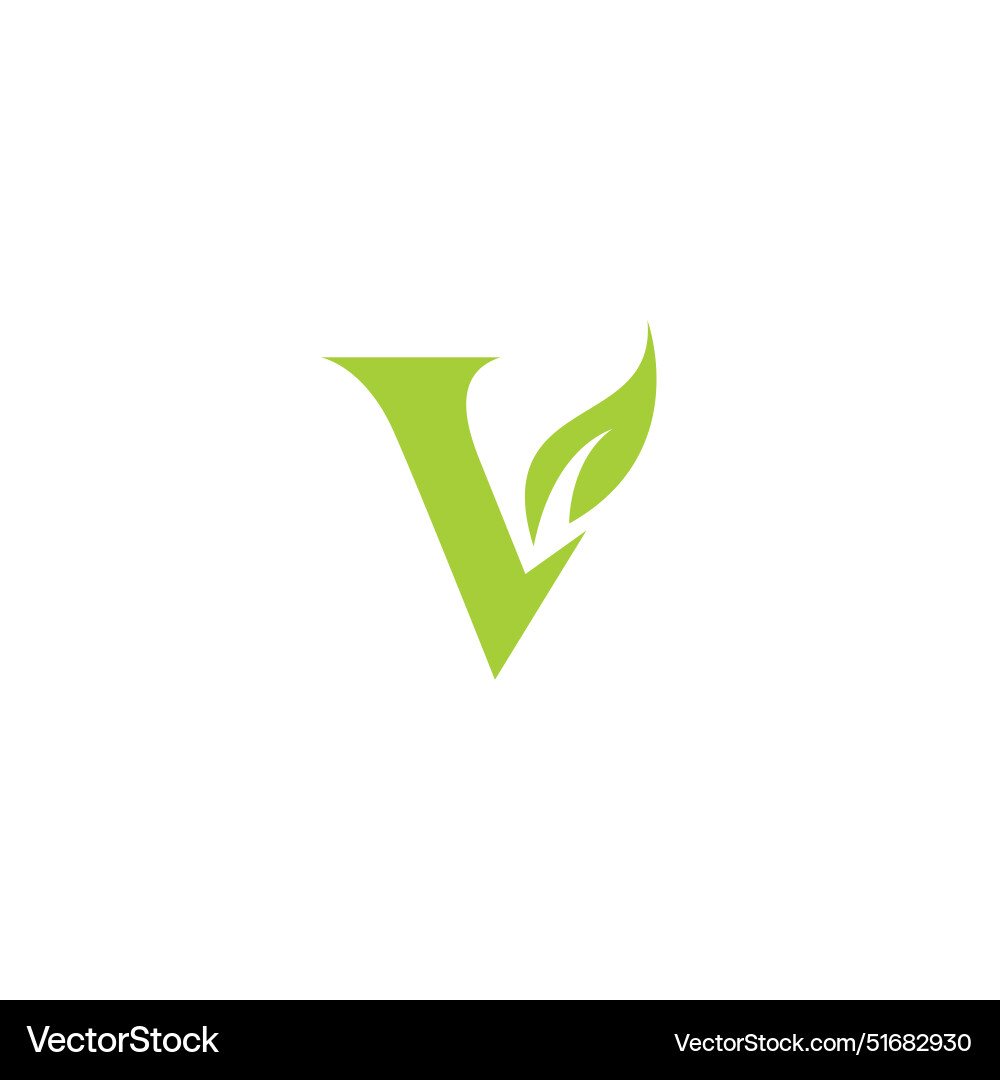 Letter v and leaf growth logo Royalty Free Vector Image