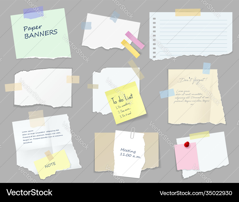 Paper sticky notes banners to do list or memo Vector Image