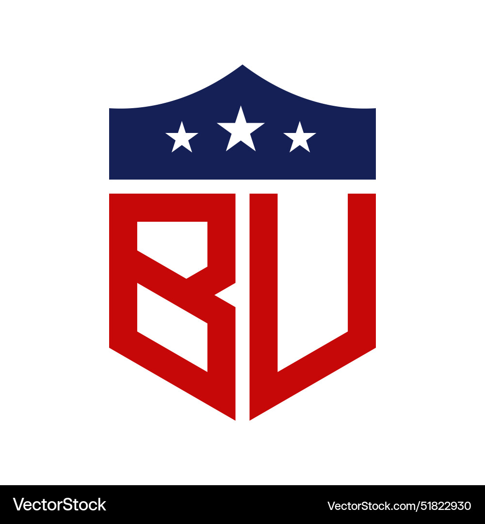 Patriotic bu logo design letter Royalty Free Vector Image