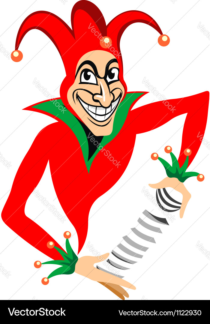 Red joker with cards Royalty Free Vector Image