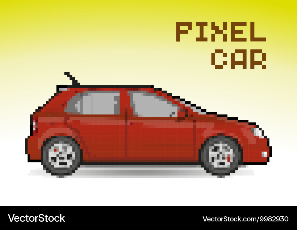 Red pixel car Royalty Free Vector Image - VectorStock