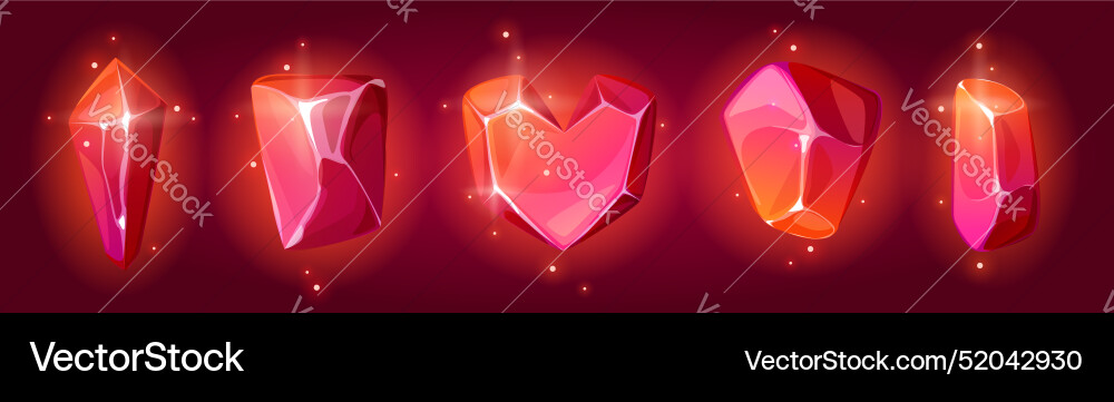 Red shiny fantasy gem stone crystals Royalty Free Vector