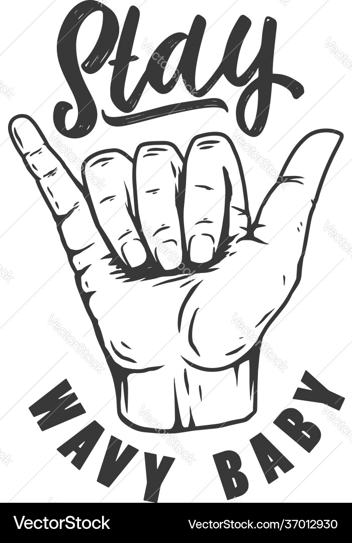 Shaka Wave Hand with Shaka Sign Royalty Free Vector Image