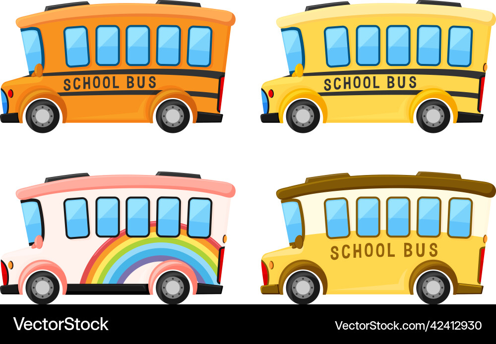 Simple cute school bus on white background Vector Image