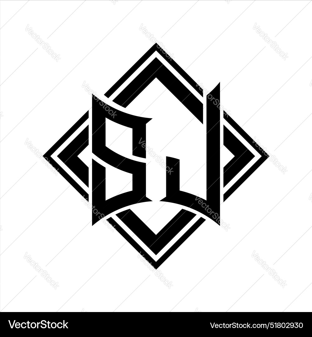 Sj letter logo with abstract shield shape Vector Image