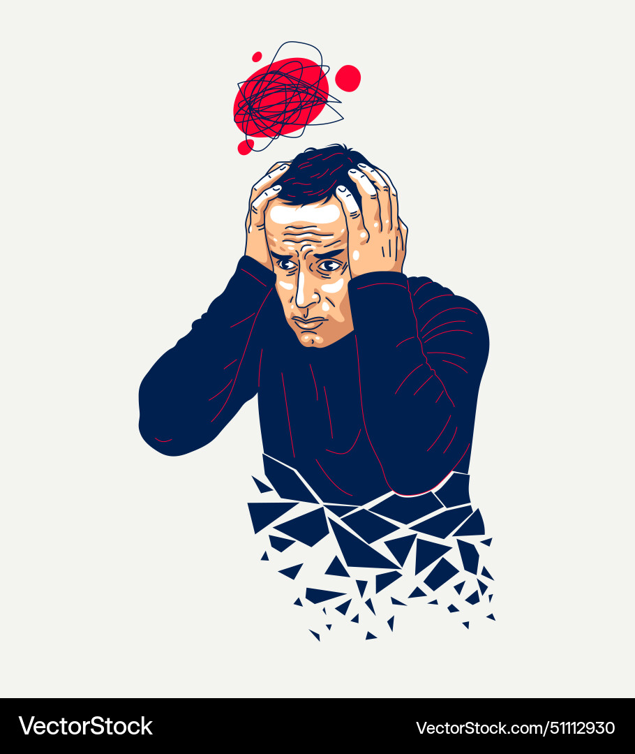 Young man feeling stressed and uncomfortable Vector Image