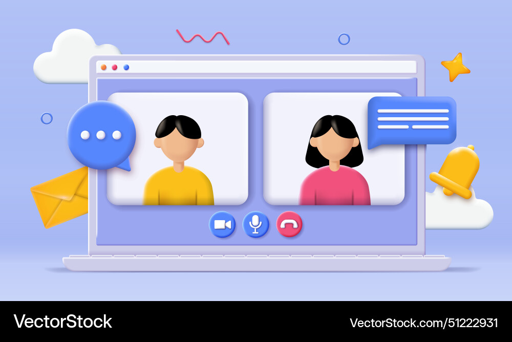 3d video call poster Royalty Free Vector Image