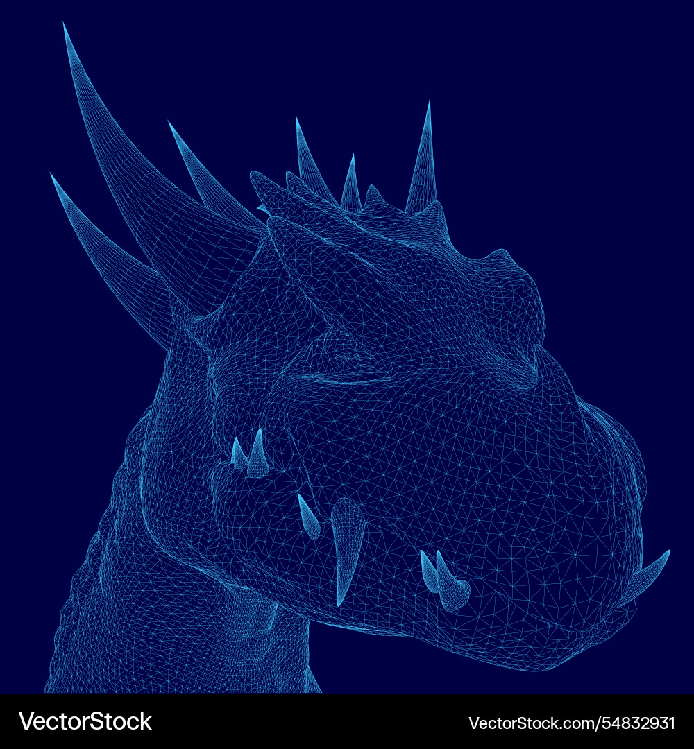 Blue dragon with a long pointy snout Royalty Free Vector