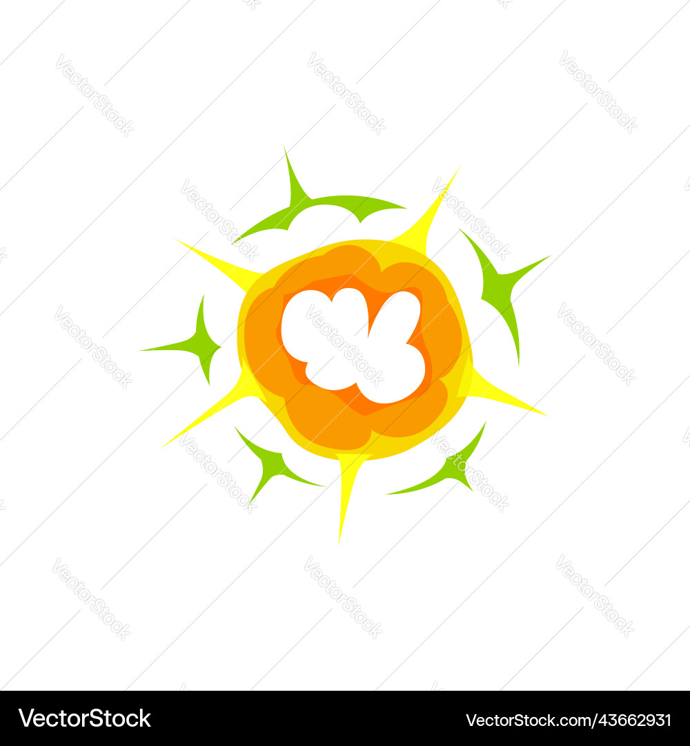 Burst sign bomb explosion isolated fiery ball Vector Image