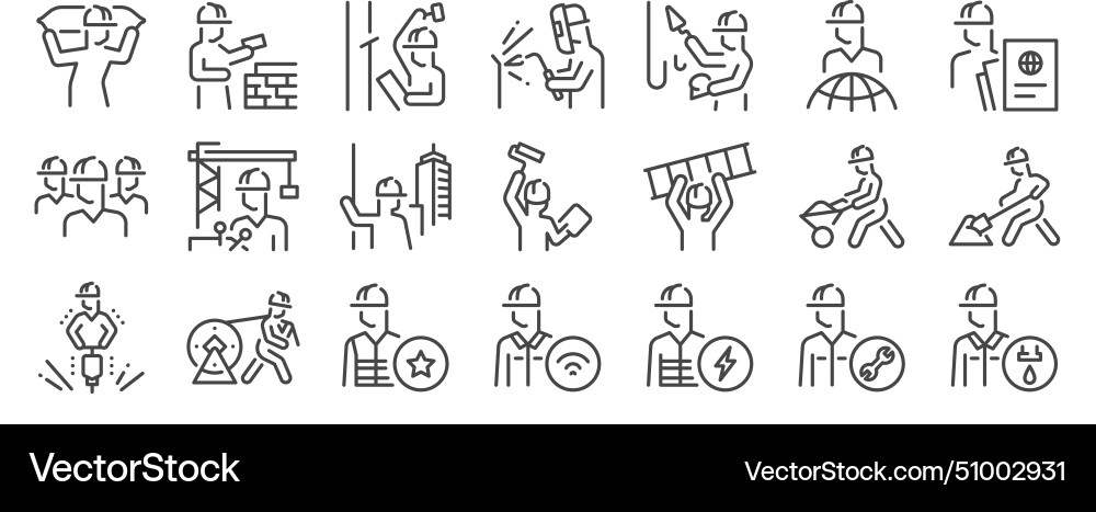 Construction Worker Icon Set Royalty Free Vector Image