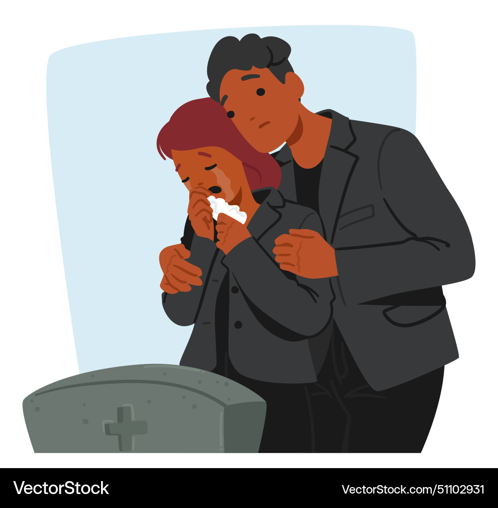Couple characters in sorrow standing and crying Vector Image