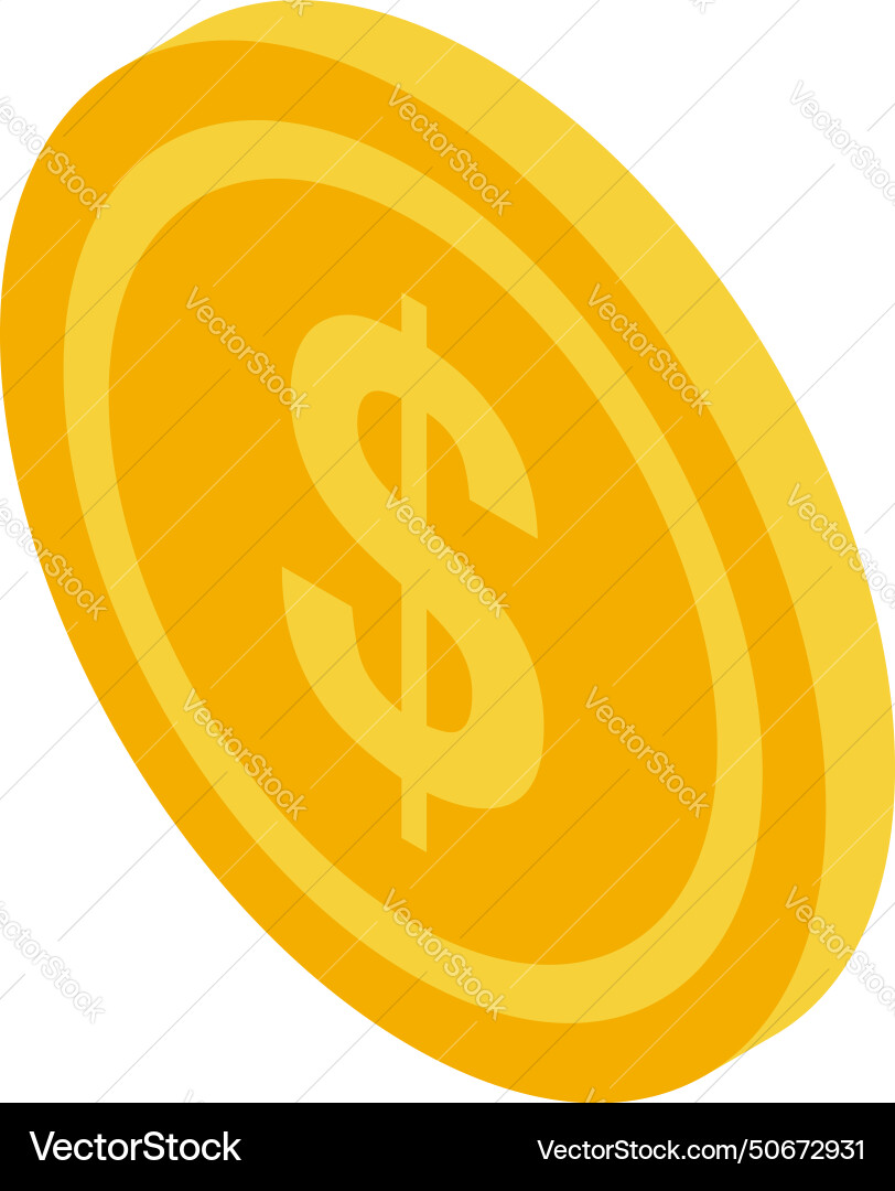 Dollar coin conversion icon isometric Royalty Free Vector