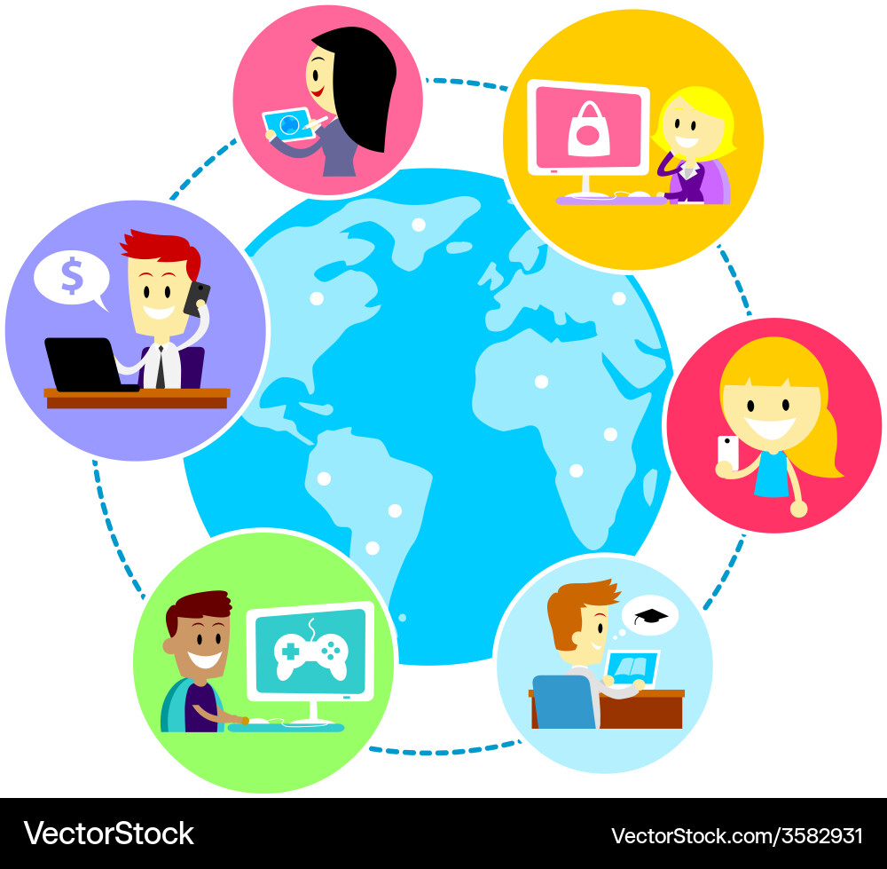 Everyone in the world using internet Royalty Free Vector