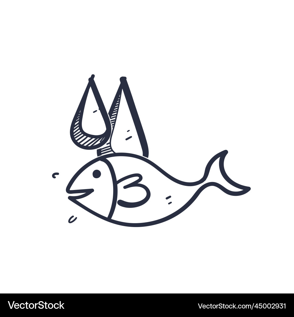 Hand drawn doodle oil fish Royalty Free Vector Image