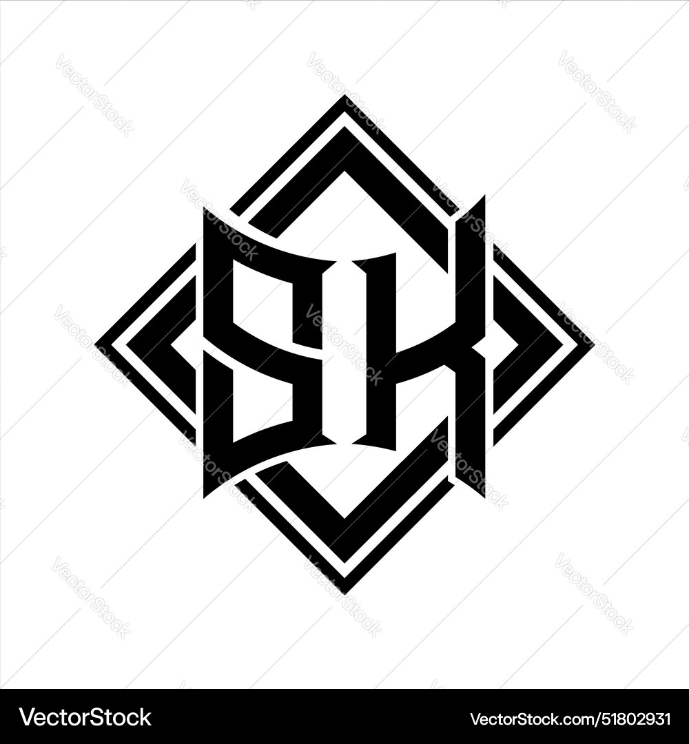 Sk letter logo with abstract shield shape Vector Image