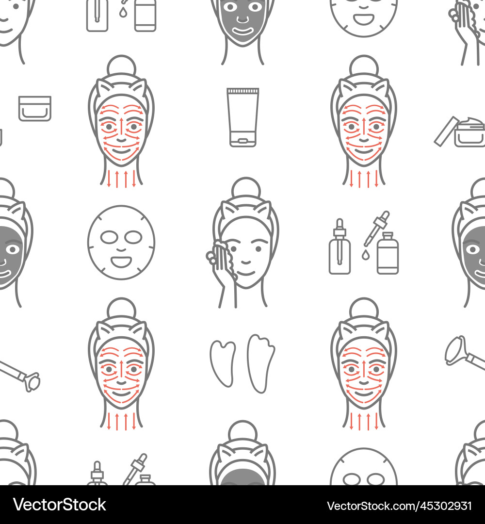 Skin care routine pattern seamless fase roller Vector Image