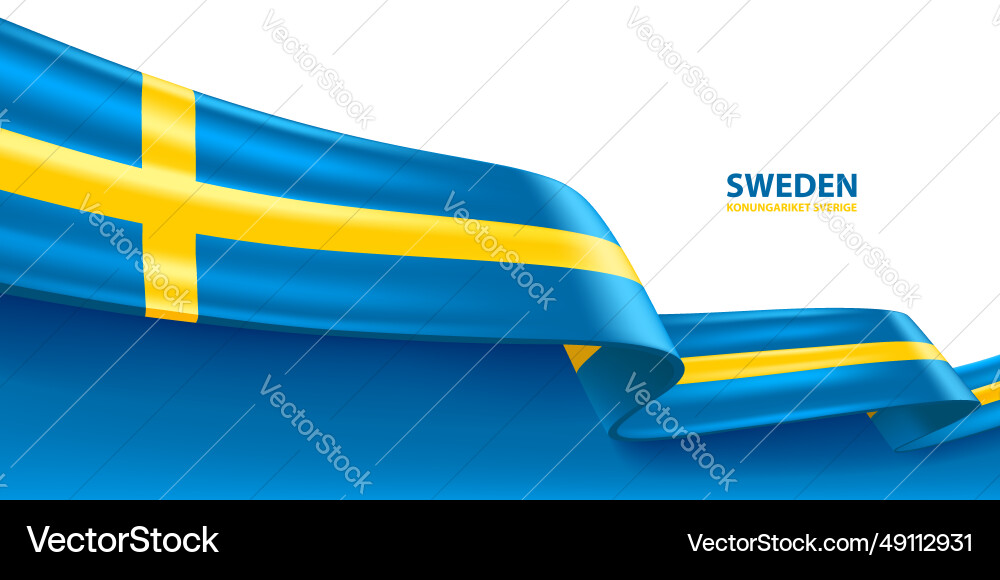 Sweden Flag Ribbon Wave Royalty Free Vector Image