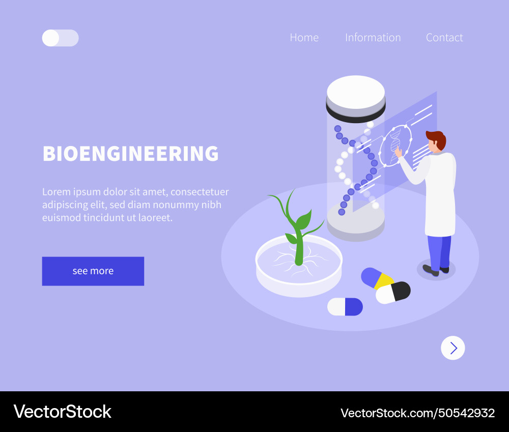 Bio engineering landing page Royalty Free Vector Image