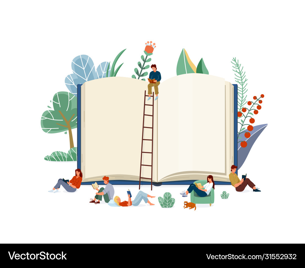 Books reading concept little Royalty Free Vector Image