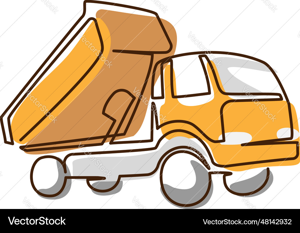 Dump truck continuous one single line drawing Vector Image