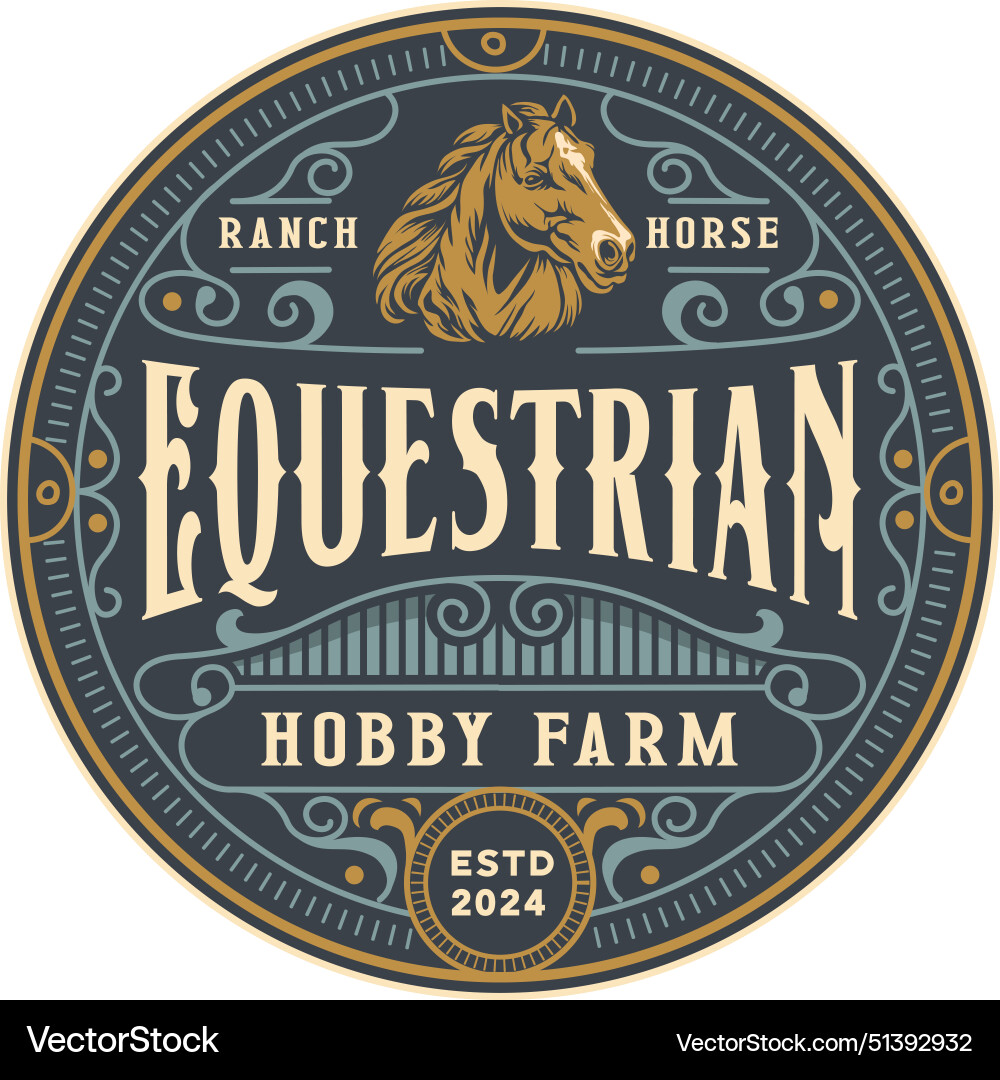 Equestrian hobby farm logo design template Vector Image