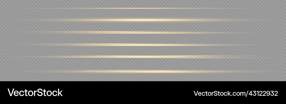 Golden glowing rays sparkle horizontal light line Vector Image