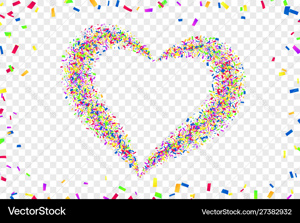 Heart confetti isolated white transparent Vector Image