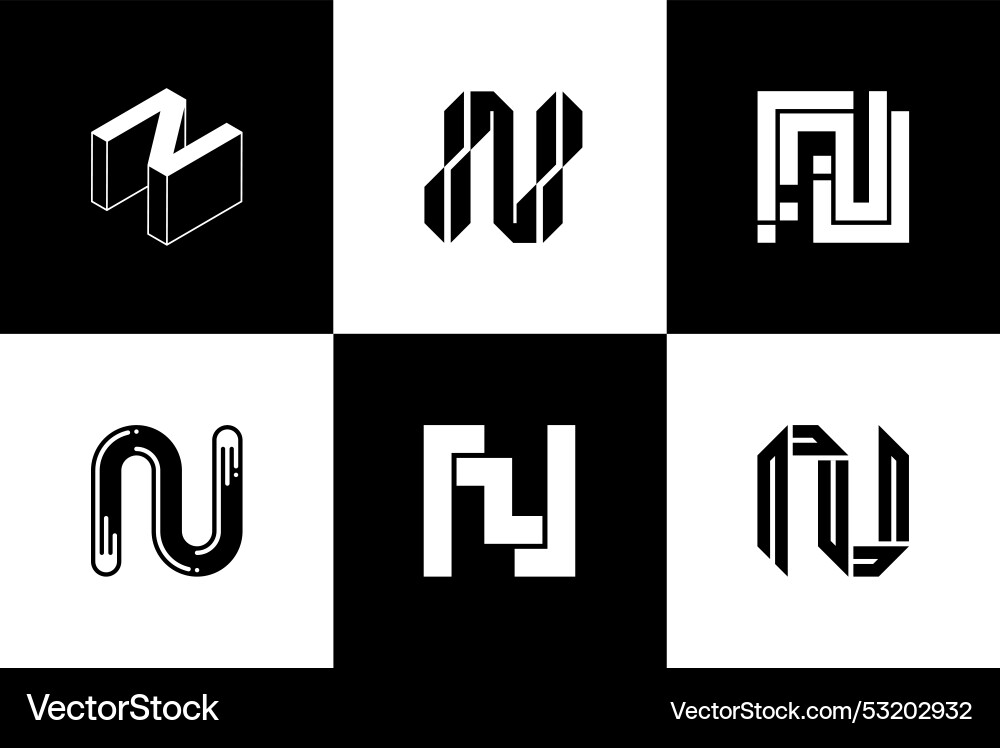 Letter n fonts and logo design Royalty Free Vector Image