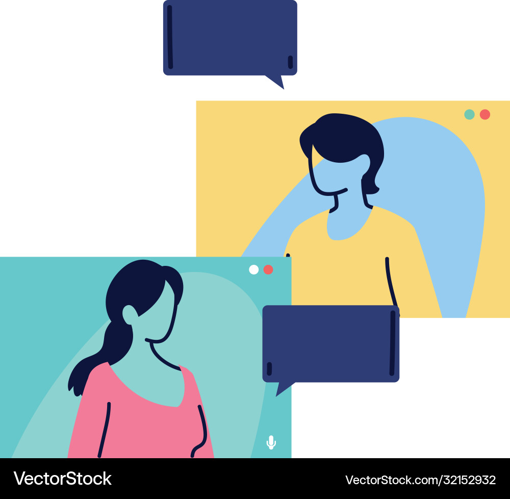 Man and woman in a chat conversation Royalty Free Vector