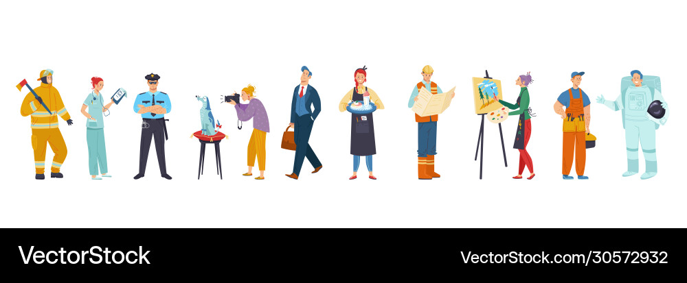 Menschen verschiedene Berufe Karikatur Lizenzfreier Vektor