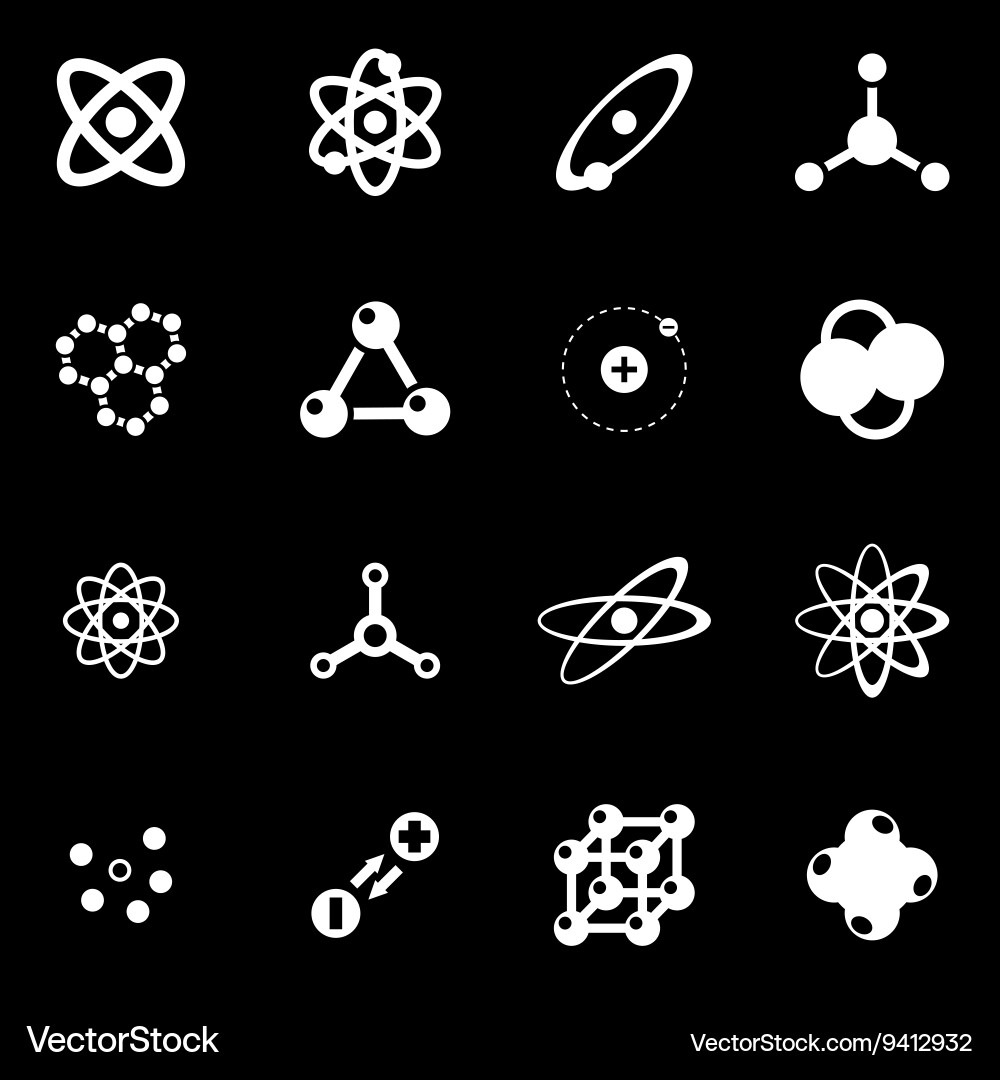 White atom icon set Royalty Free Vector Image - VectorStock