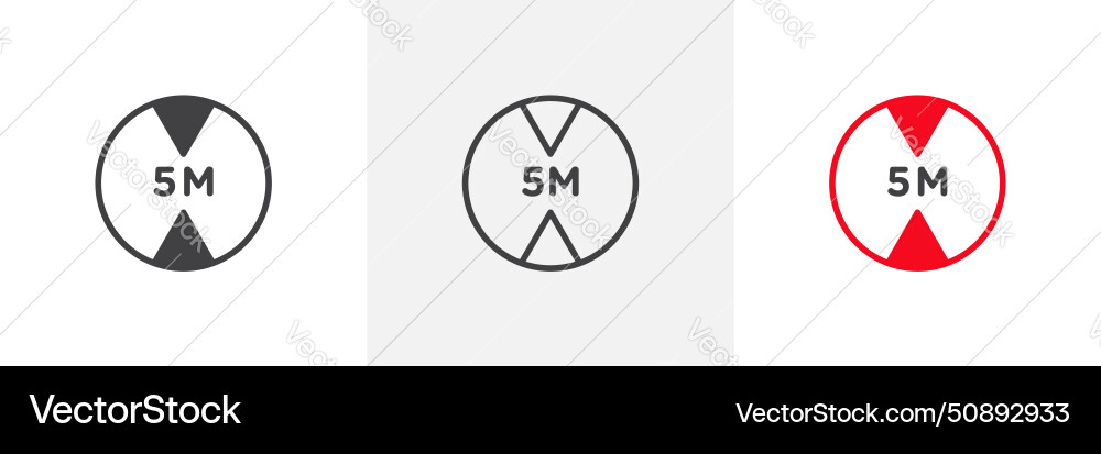5 meter sign icon set notice indicating Royalty Free Vector