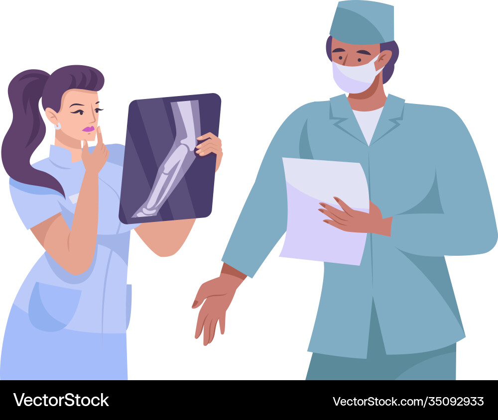 Bone radiogram analysis composition Royalty Free Vector