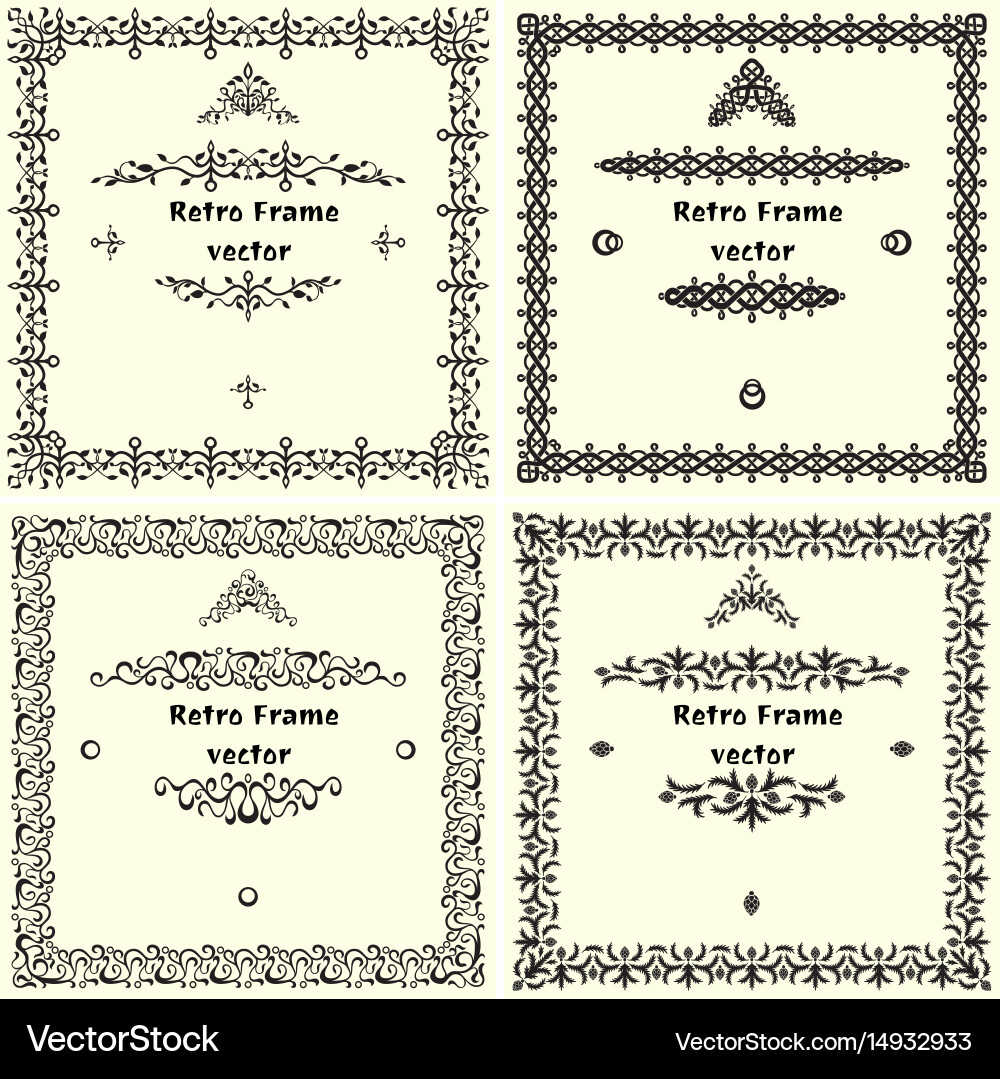 Collection of square vintage frames Royalty Free Vector