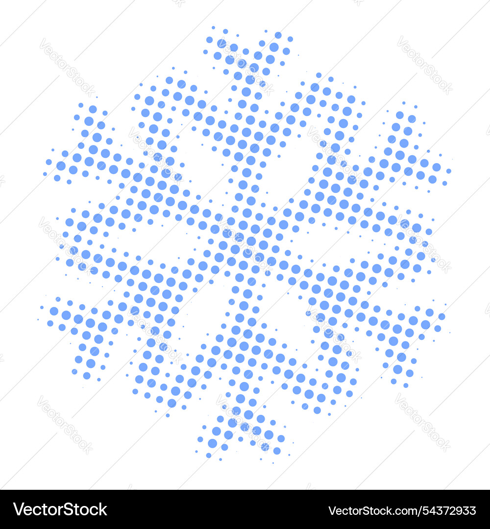 Halftone dotted snowflake icon snow vintage Vector Image