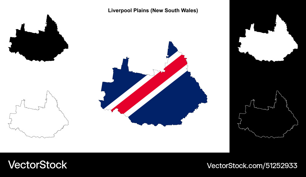 Liverpool plains outline map Royalty Free Vector Image