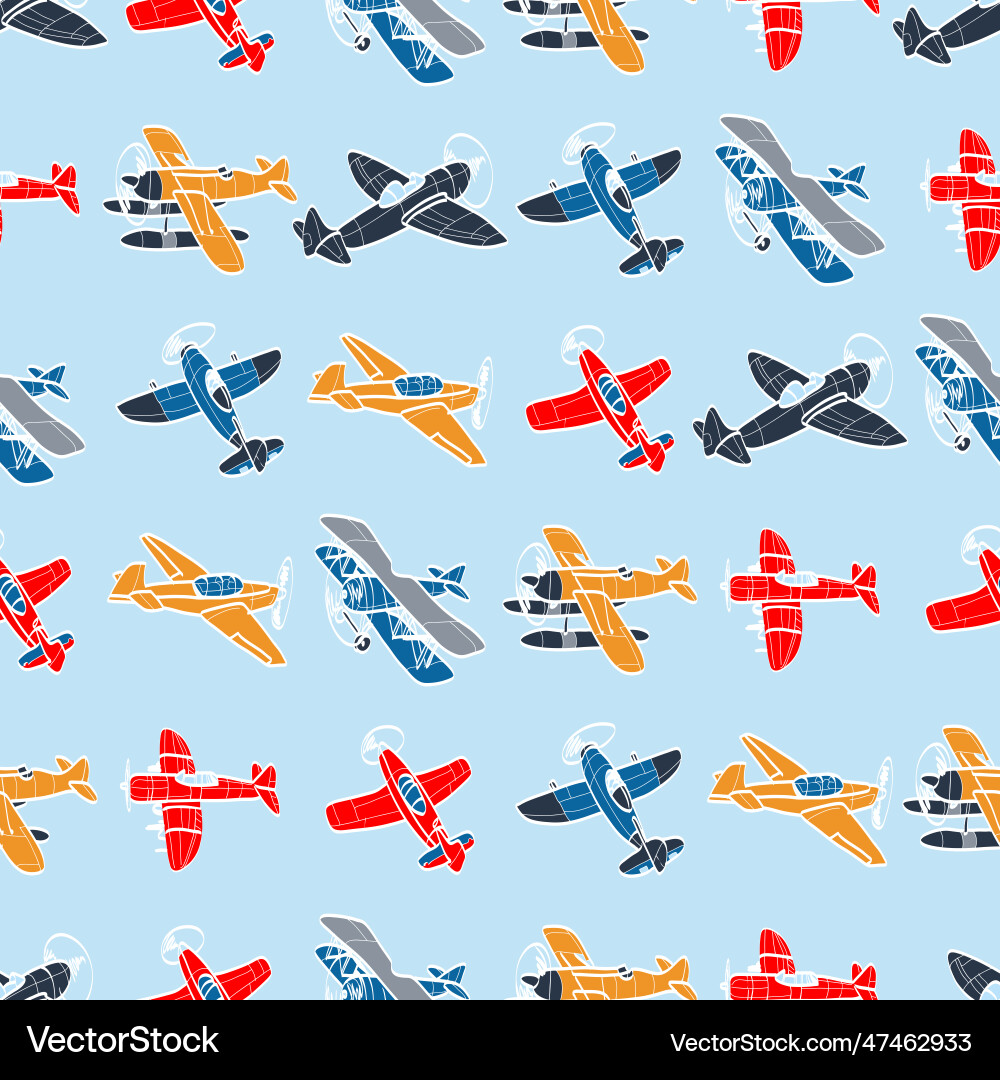 Seamless pattern with aircraft kids Royalty Free Vector
