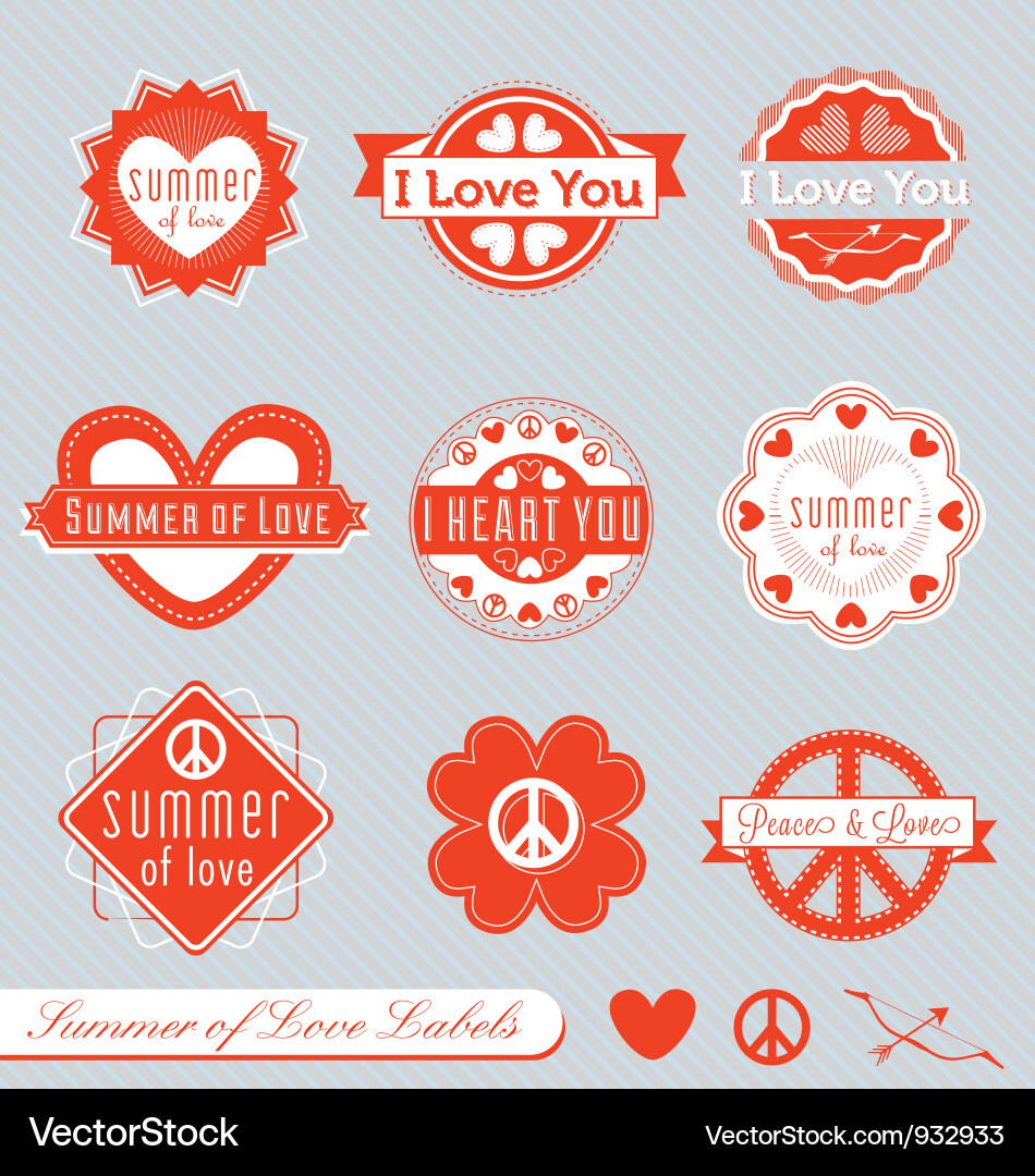 Summer of love labels Royalty Free Vector Image