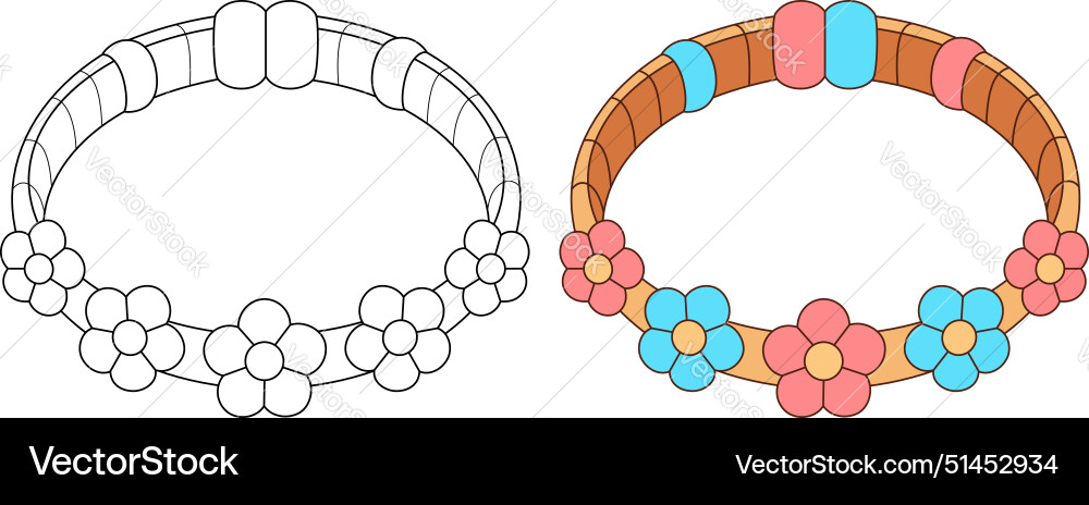Bracelet outline hand drawn coloring page Vector Image