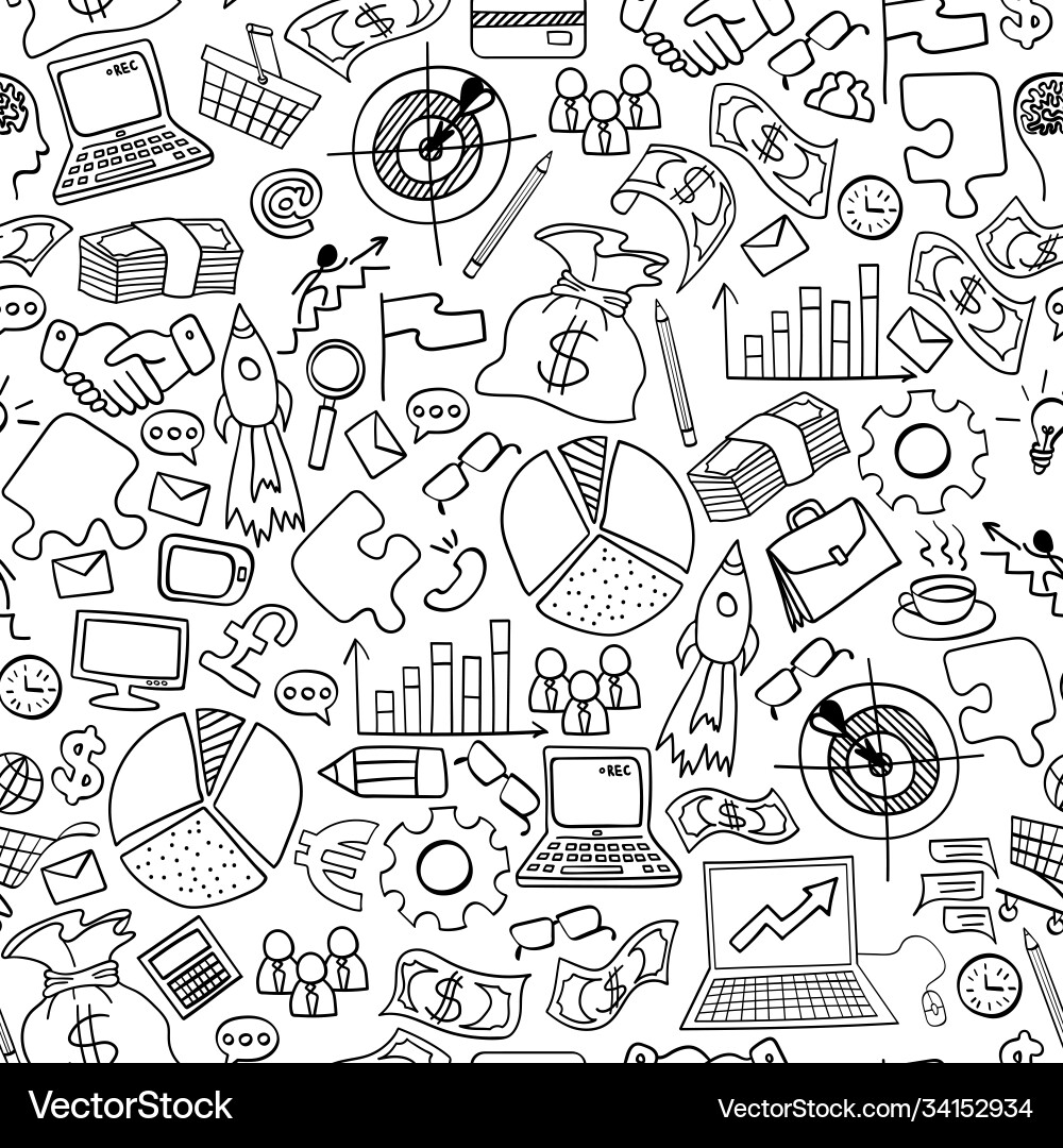 Business Doodles - Finance & Strategy Vector Image