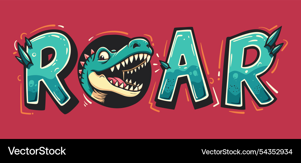 Colorful dinosaur roar typography Royalty Free Vector Image