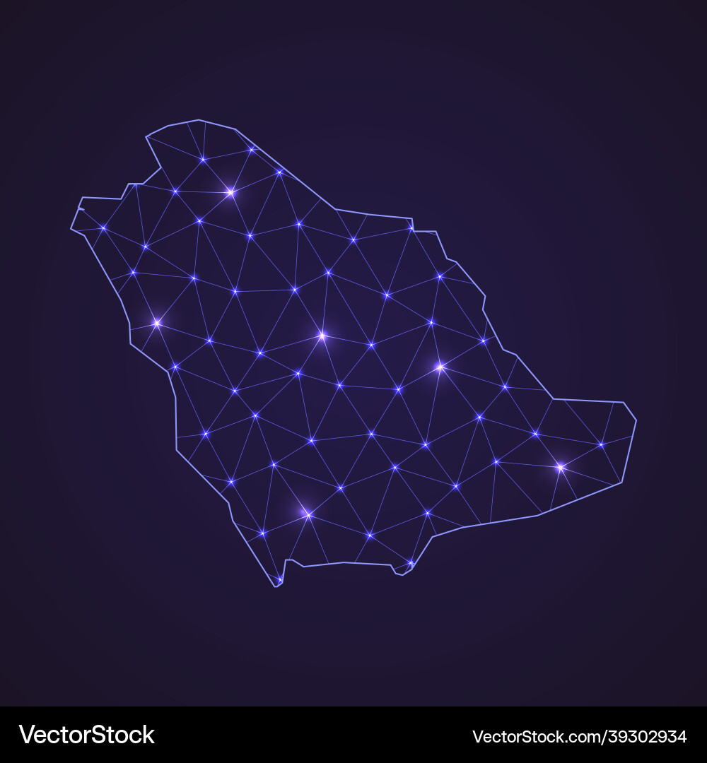 Digital network map of saudi arabia abstract Vector Image