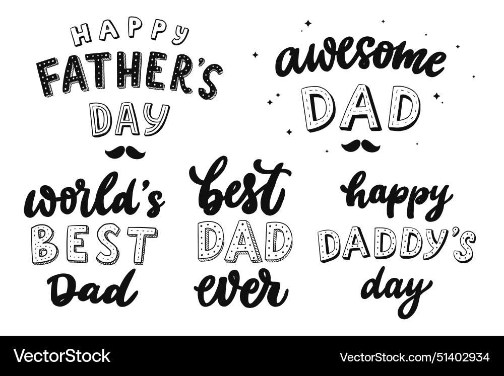 Fathers day hand lettering quotes collection Vector Image