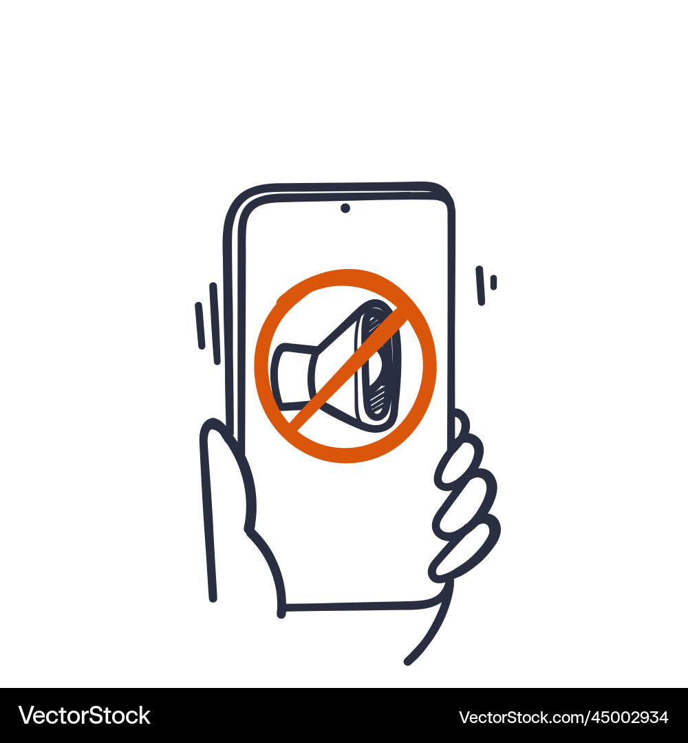 Hand drawing doodle turn phone silent icon Vector Image