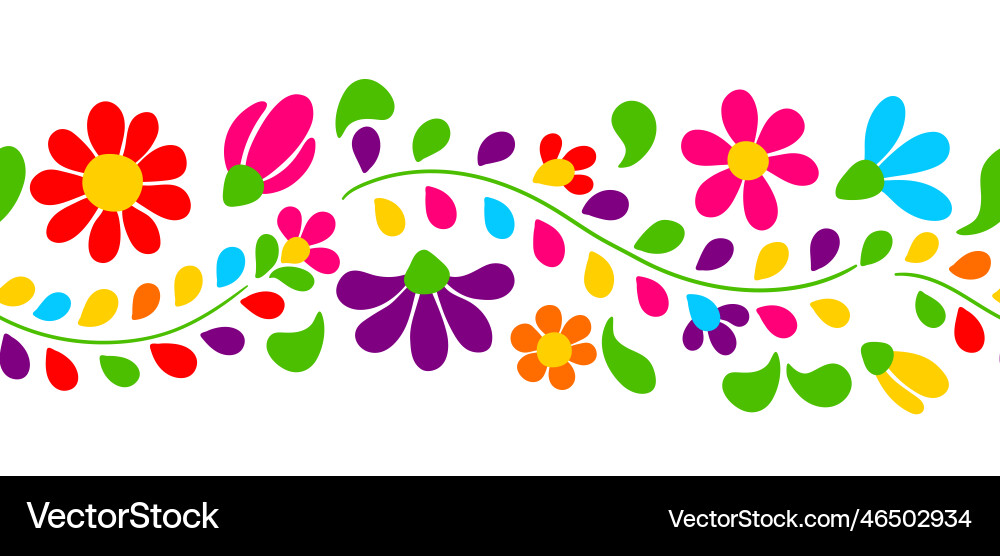 Mexican floral embroidery pattern traditional Vector Image
