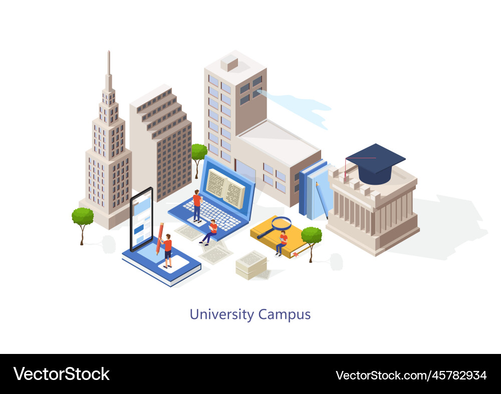 Modern University Campus - Education Technology Vector Image